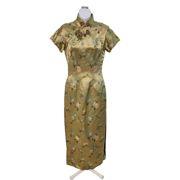 Peony Brand | Dresses | Vintage Peony Shanghai Yellow Floral Asian ...
